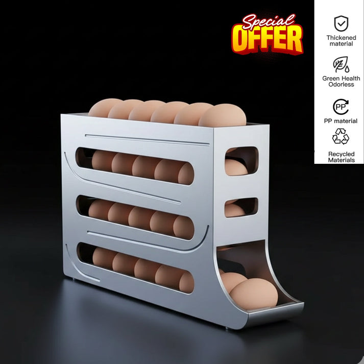 4-Tier Egg Dispenser for Fridge | Automatic Egg Rolling Storage Tray ...
